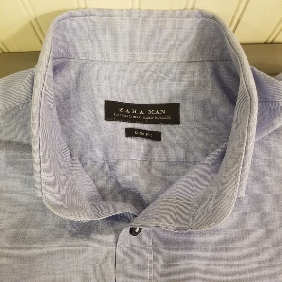 Zara | Shirts | Zara Man Slim Fit Mens Blue Button Down Size Large | Poshmark